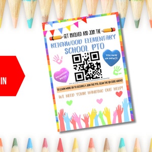 EDITABLE School Pto PTA Recruitment Flyer W QR Code, Printable Handout ...