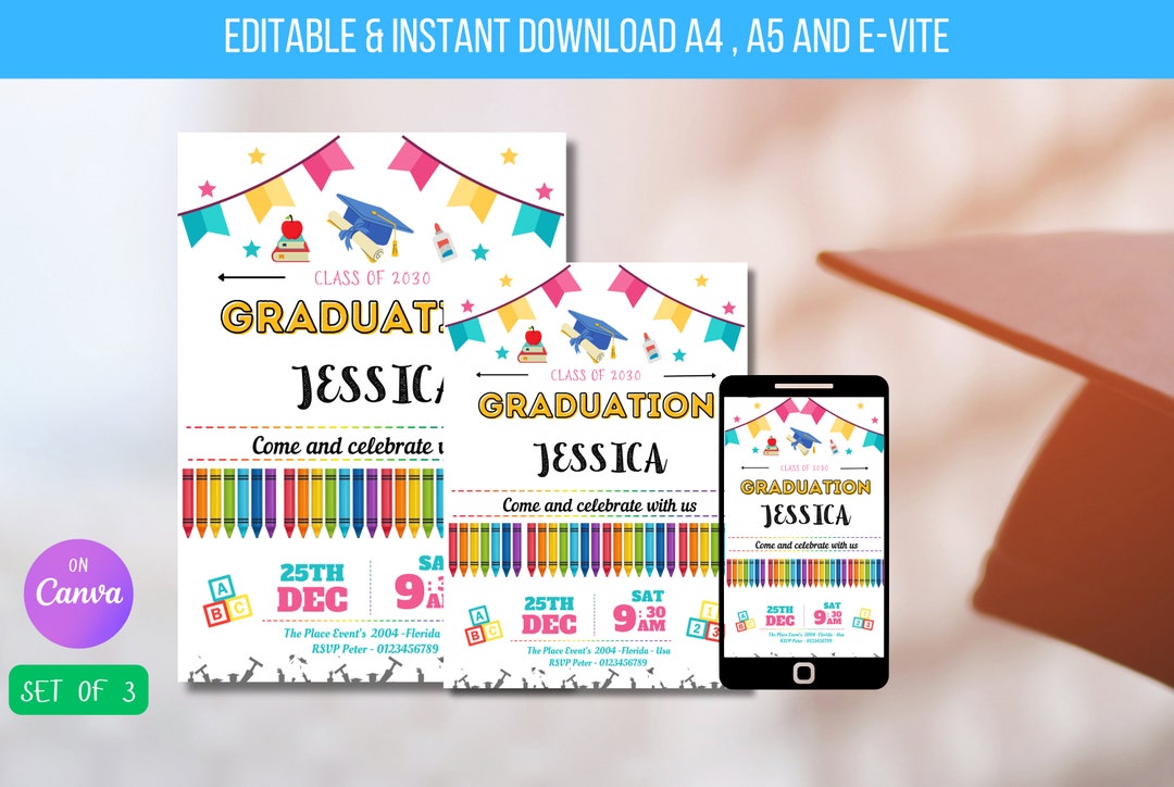 Editable Graduation Invitation, Celebration Graduation Invite, Graduate ...