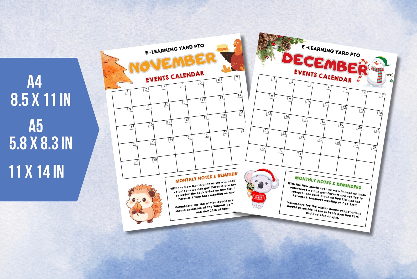 EDITABLE Monthly Event Calendar Flyer Template, Year at a Glance ...
