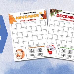 EDITABLE Monthly Event Calendar Flyer Template, Year at a Glance ...