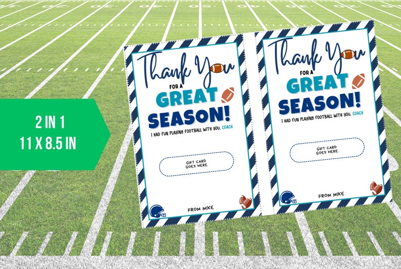 EDITABLE Football Coach Appreciation Gift Card Printable - Etsy
