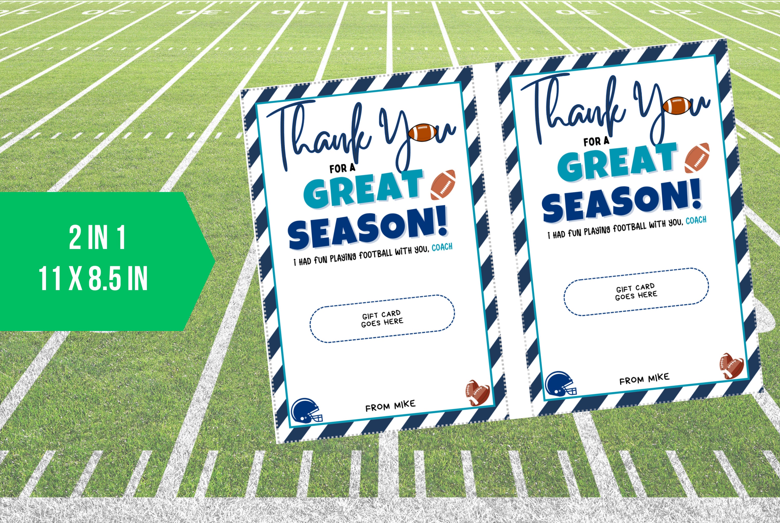 EDITABLE Football Coach Appreciation Gift Card Printable - Etsy