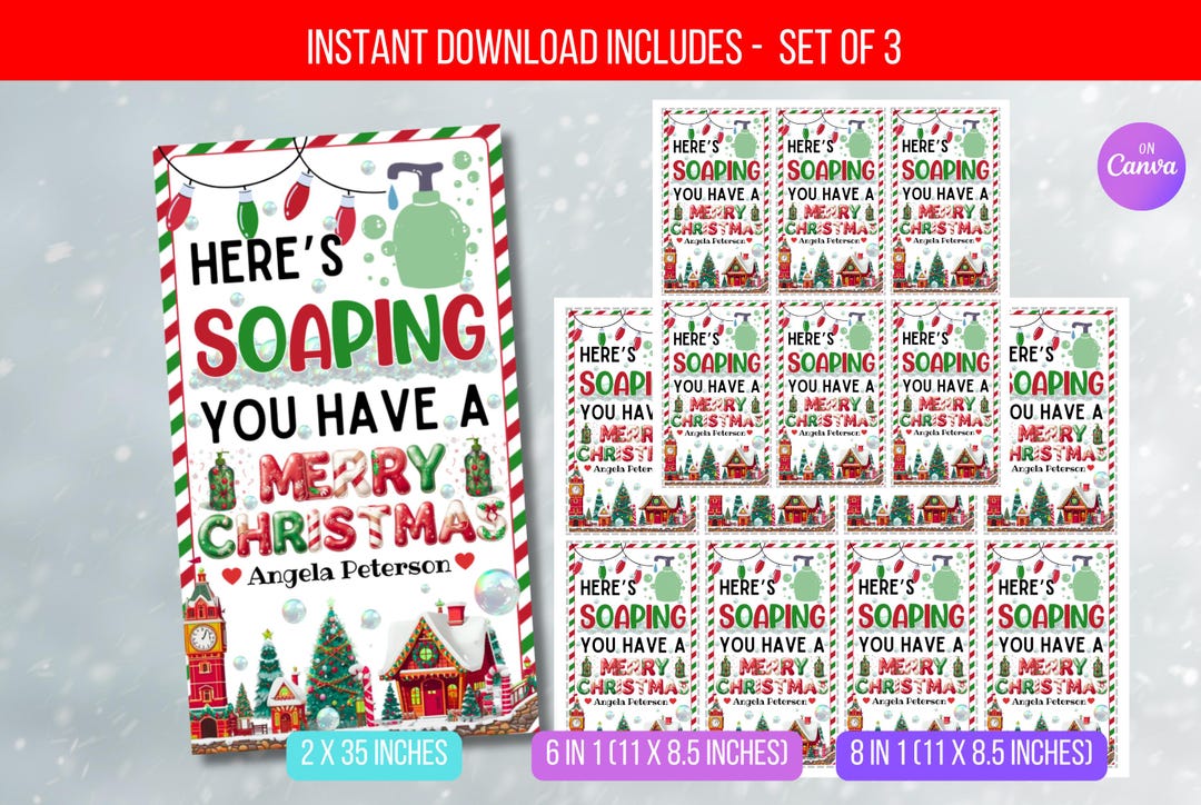 EDITABLE Here's Soaping You Have A Merry Christmas Tag, Soap Christmas ...