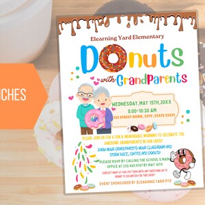 EDITABLE Donuts With Grandparents Flyer, School Grandparents Event ...