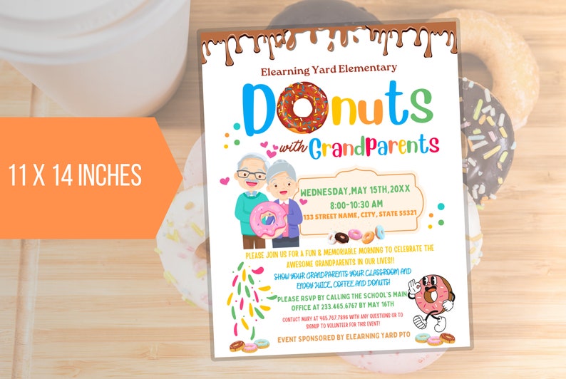 EDITABLE Donuts With Grandparents Flyer, School Grandparents Event ...