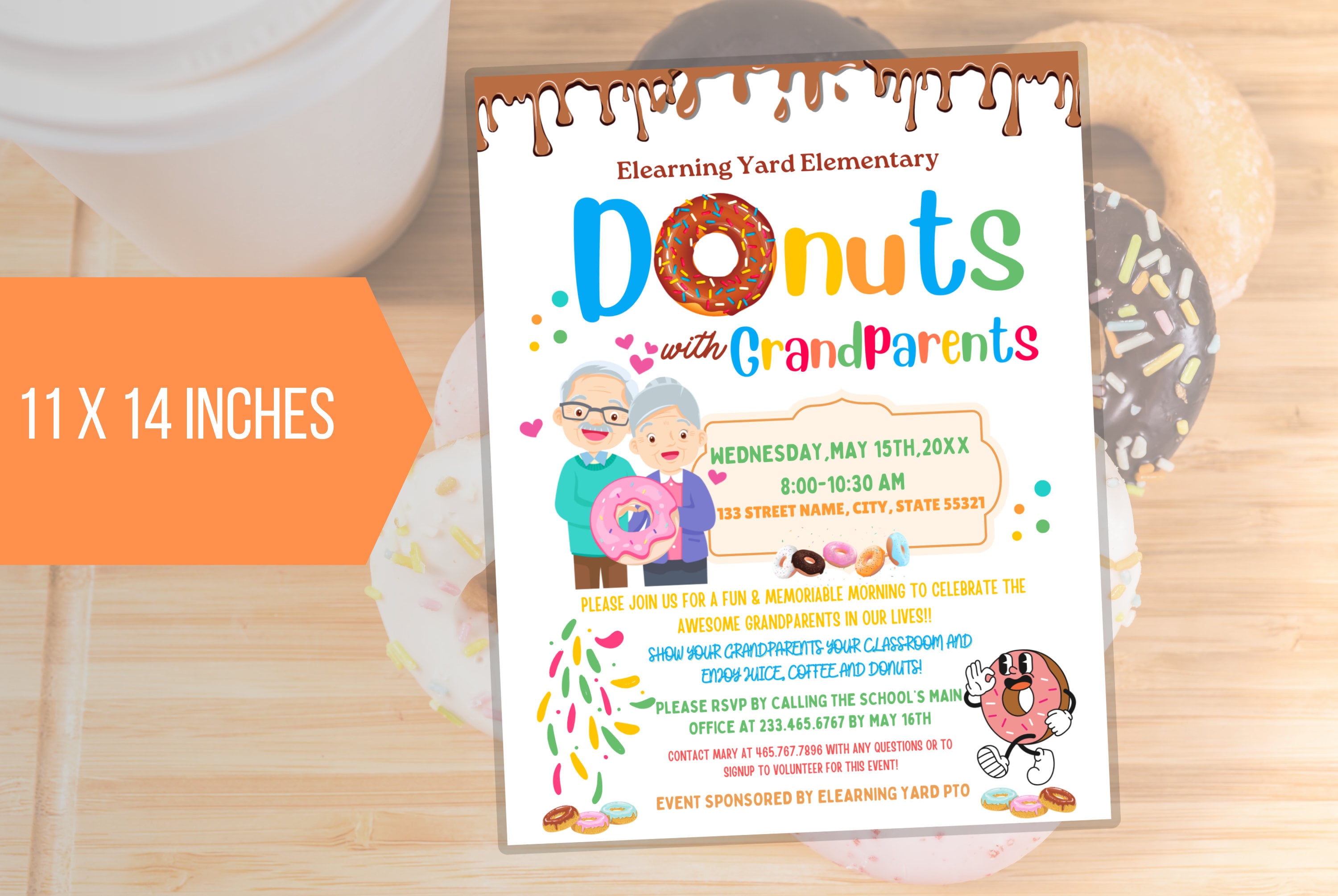 EDITABLE Donuts With Grandparents Flyer, School Grandparents Event ...