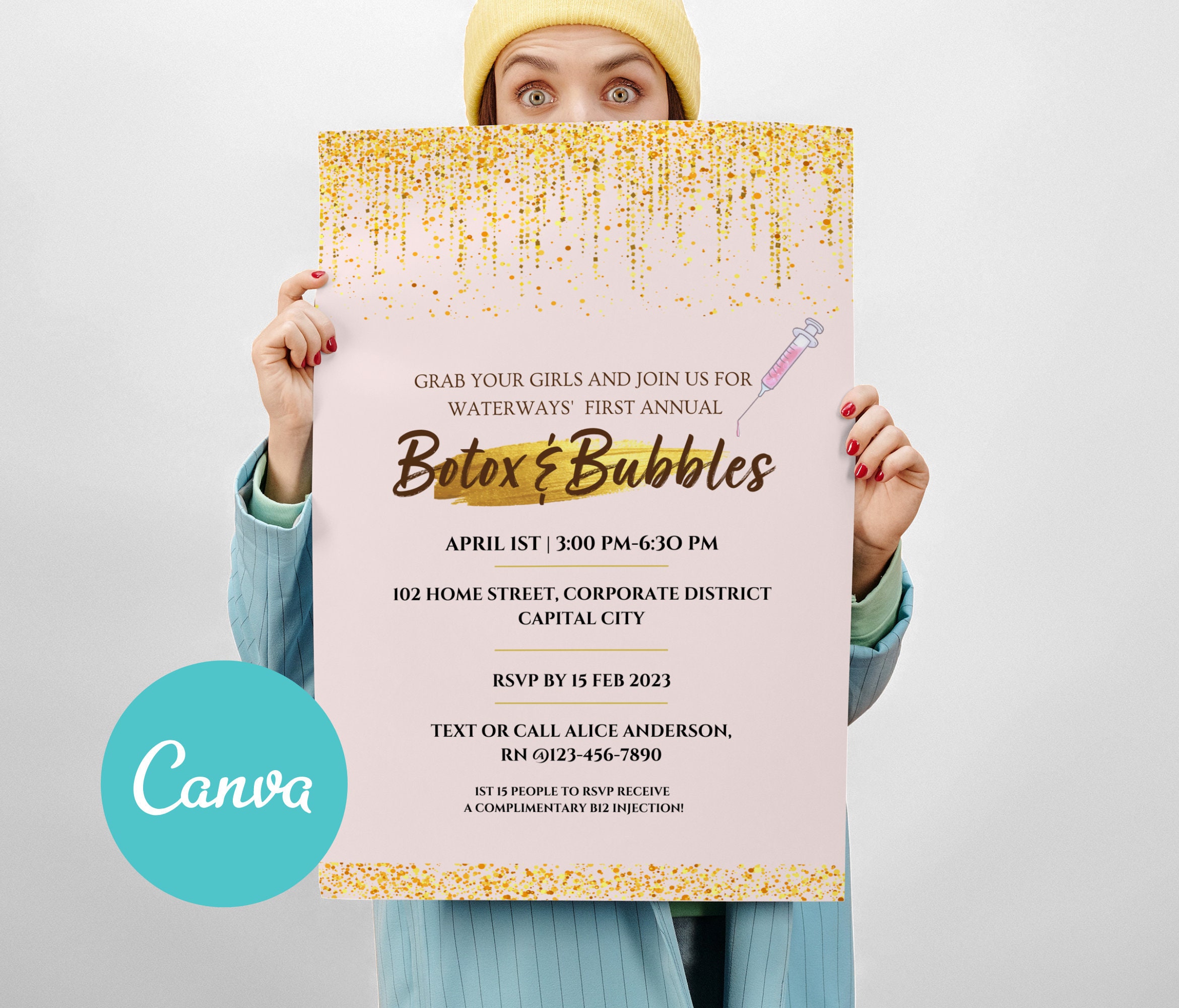 Botox & Bubbles Party Invite Botox Special Flyer Editable - Etsy