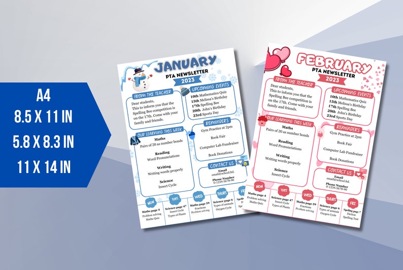 EDITABLE Monthly Newsletter Template Set, Classroom Printable Handout ...