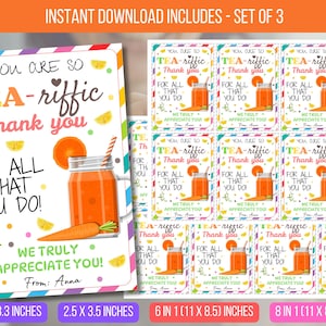 EDITABLE You're Tea-riffic Iced Tea Gift Tags, Teacher Appreciation Tag ...