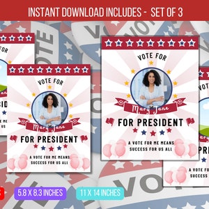 EDITABLE Presidential Campaign Poster, Class Campaign President, High ...