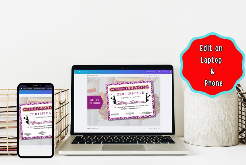 EDITABLE Cheerleader Certificate, Cheer Certificates Sports Award ...