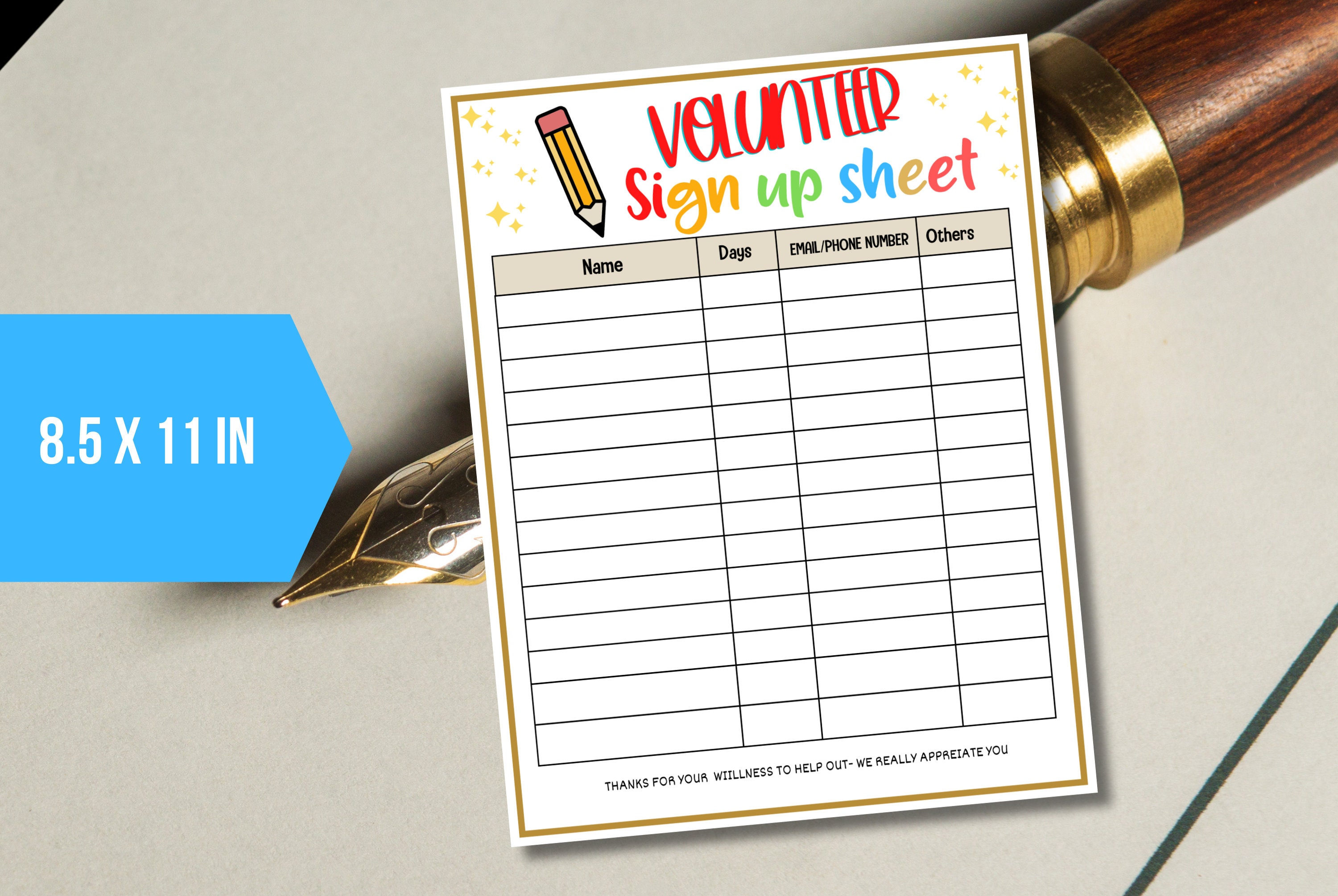 Teacher Volunteer Printable School Pto Pta Sign up Sheet - Etsy
