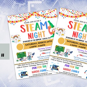 EDITABLE Family Steam Night Flyer, School PTA PTO Flyer, Community ...