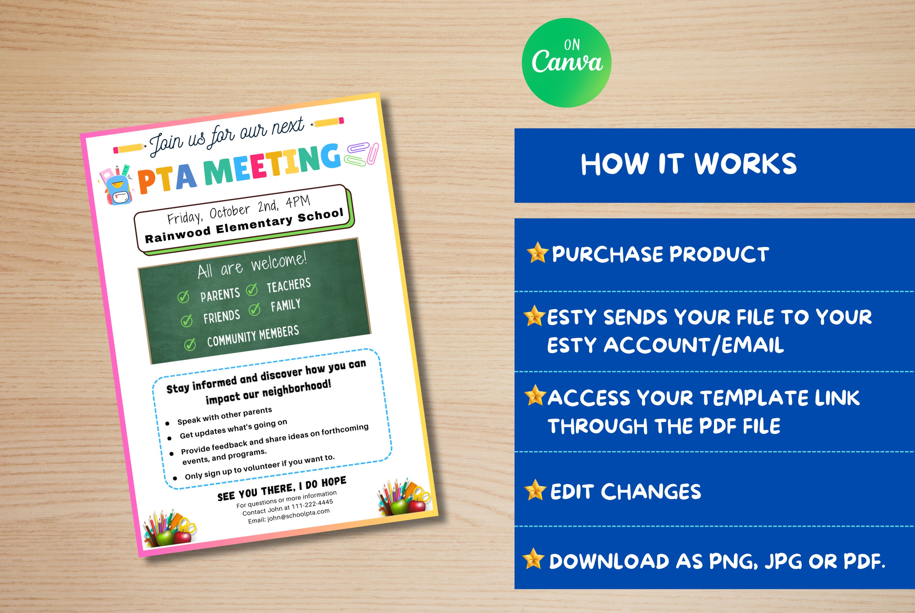 EDITABLE PTA Meeting Handout Flyer, School Information Meeting Flyer ...