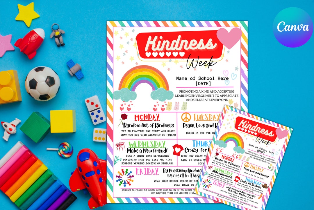 Kindness Week Itinerary Flyer, Diversity Inclusion, Printable Editable ...
