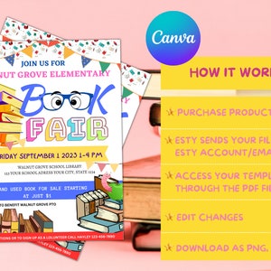 EDITABLE Book Fair Flyer Printable School Fundraiser Invitation ...