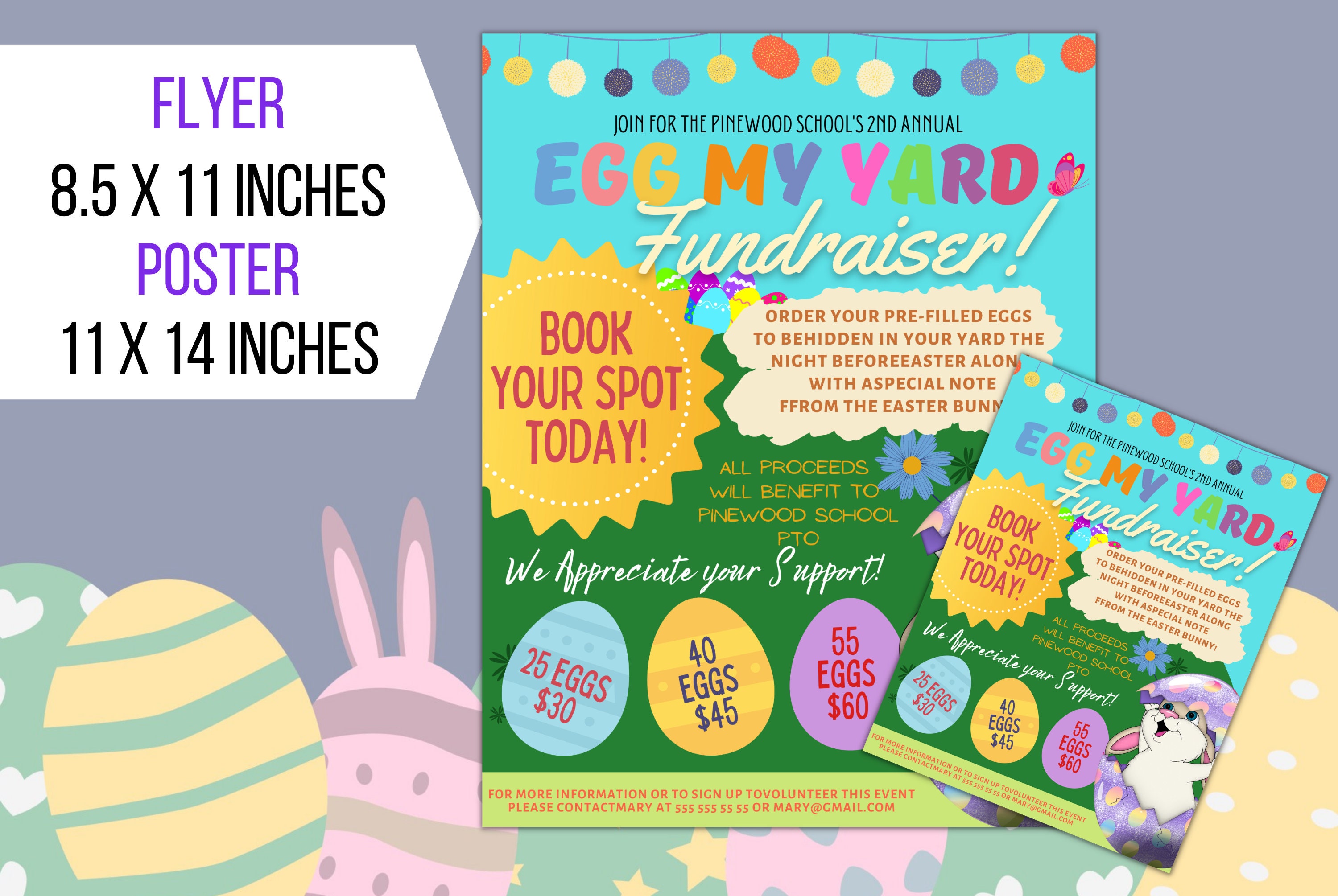 Egg My Yard Event Flyer Printable, Editable Egg Event Easter Bunny ...