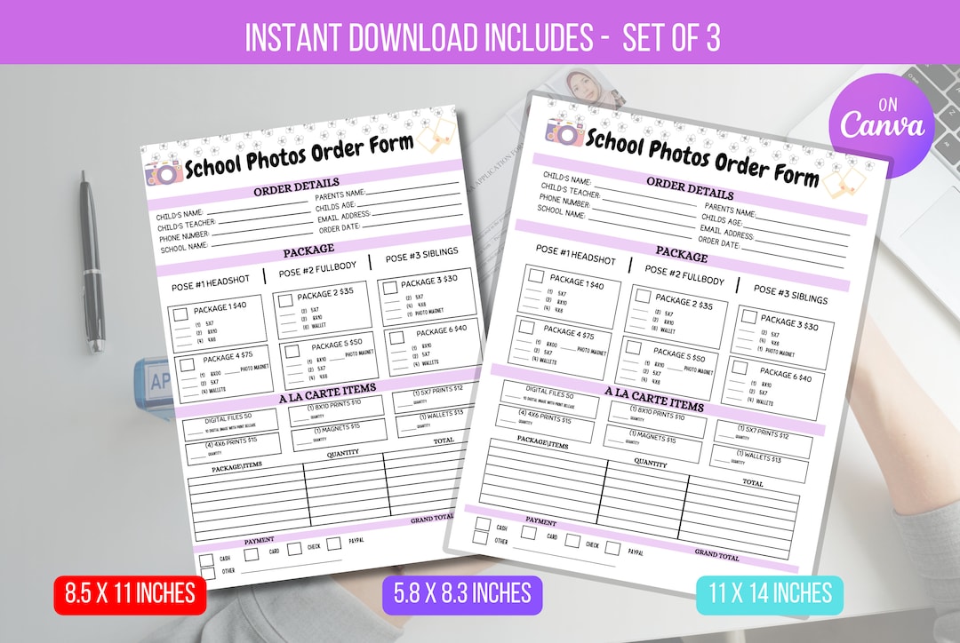 EDITABLE School Photos Form Flyer, School Photography Studio, Kids ...