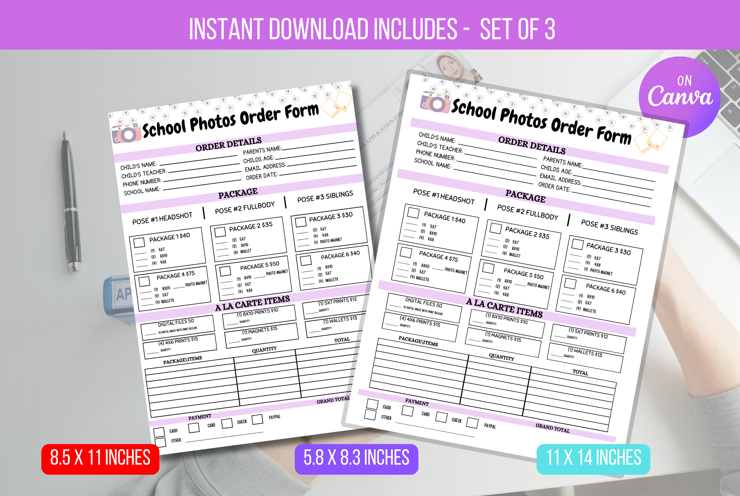 EDITABLE School Photos Form Flyer School Photography Studio - Etsy