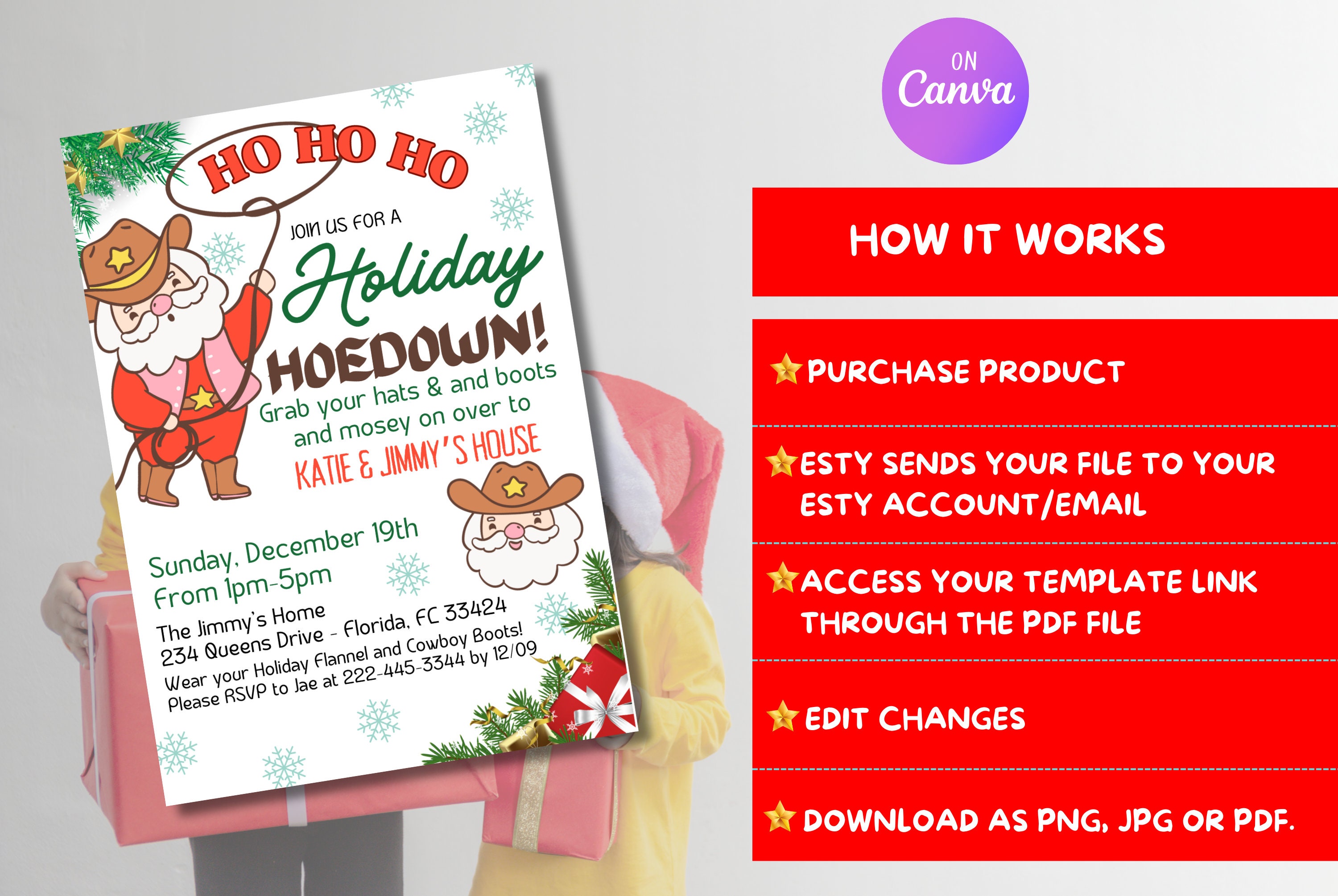 EDITABLE Holiday Hoedown Flyer Template Printable Christmas - Etsy