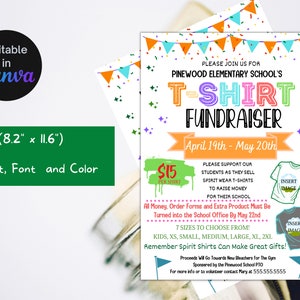 T-shirt Fundraiser Flyer Printable PTO PTA Sale Clothing School Spirit ...