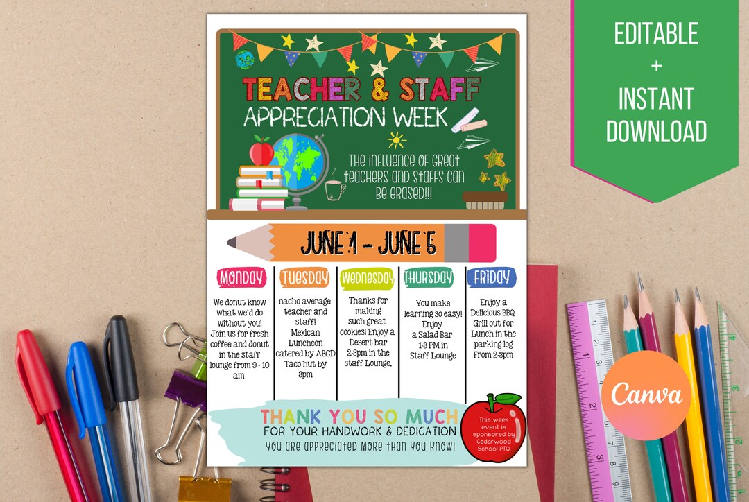 Teacher Appreciation Staff Invitation Editable School Lunch - Etsy