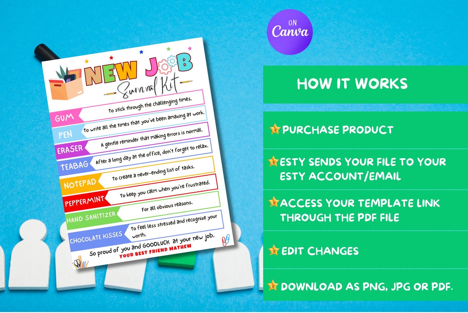 EDITABLE Job Survival Kit Template First Day at Job - Etsy