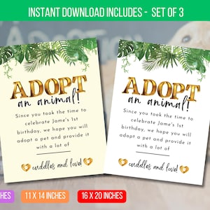EDITABLE Adopt an Animal Printable Sign, Kitty Cat Party, Dog Adoption ...