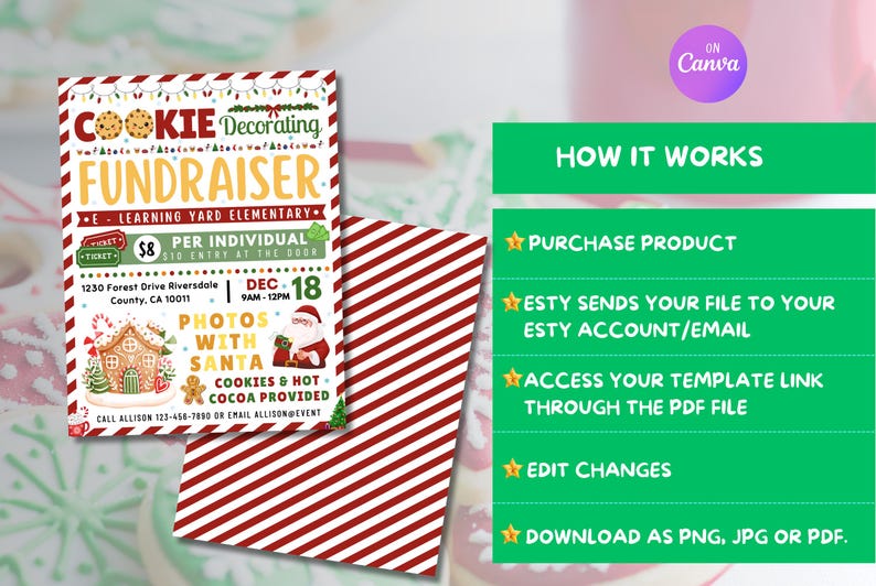EDITABLE Cookie Decorating Fundraiser Flyer, PTA PTO Holiday Fundraiser ...
