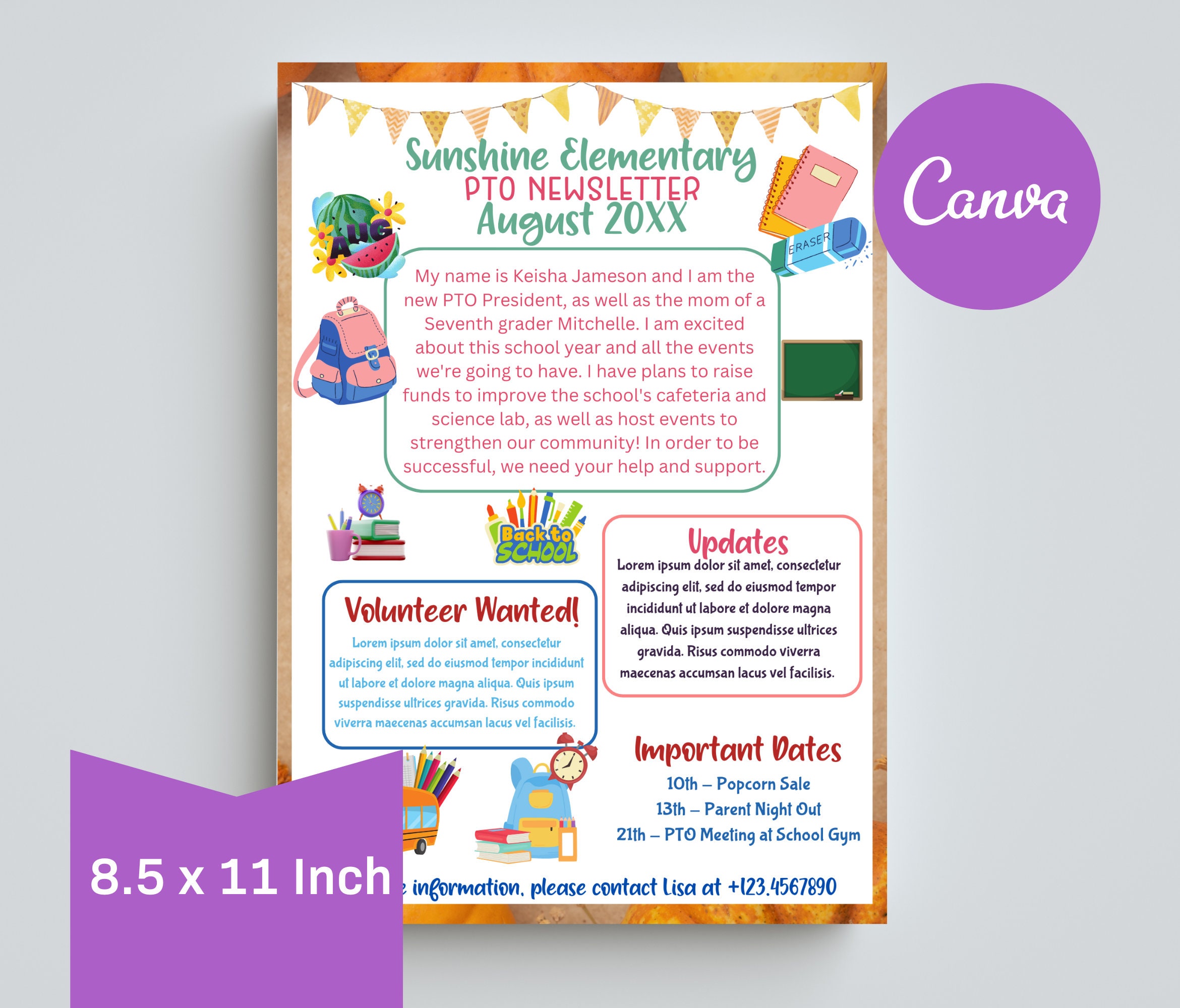 AUGUST PTO Newsletter Flyer, Back to School, Why Volunteer School Pto ...