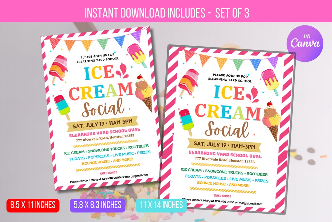 EDITABLE Ice Cream Social Flyer, School Appreciation Week, Ice Cream ...