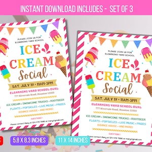 EDITABLE Ice Cream Social Flyer, School Appreciation Week, Ice Cream ...