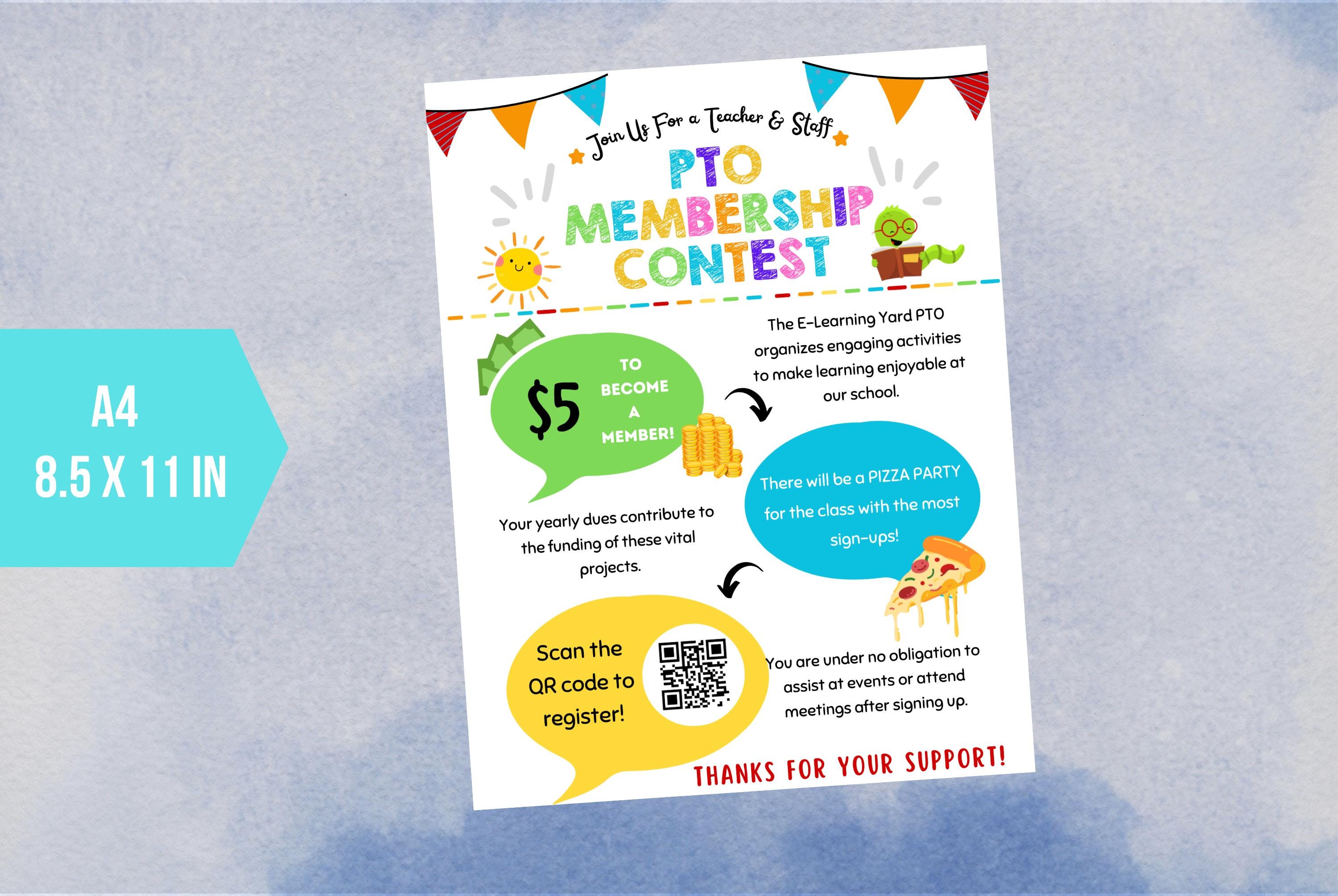 EDITABLE PTO Membership Contest Flyer Template, PTA Membership ...