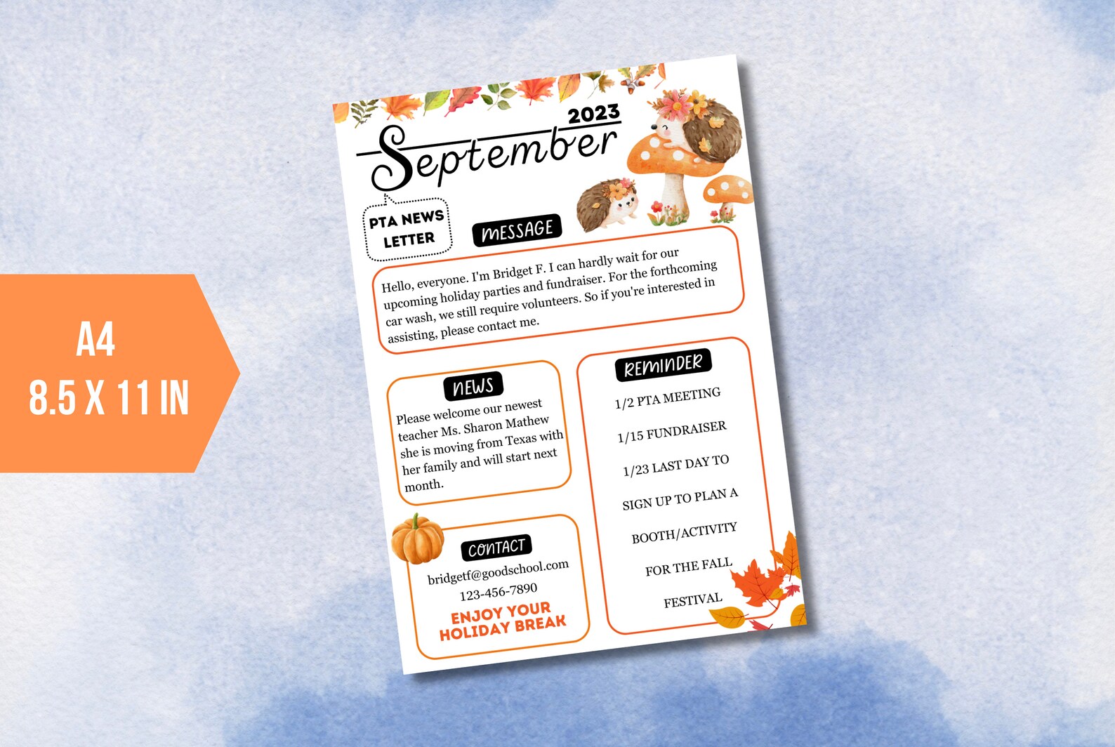EDITABLE September Newsletter Template, Classroom Printable Handout ...