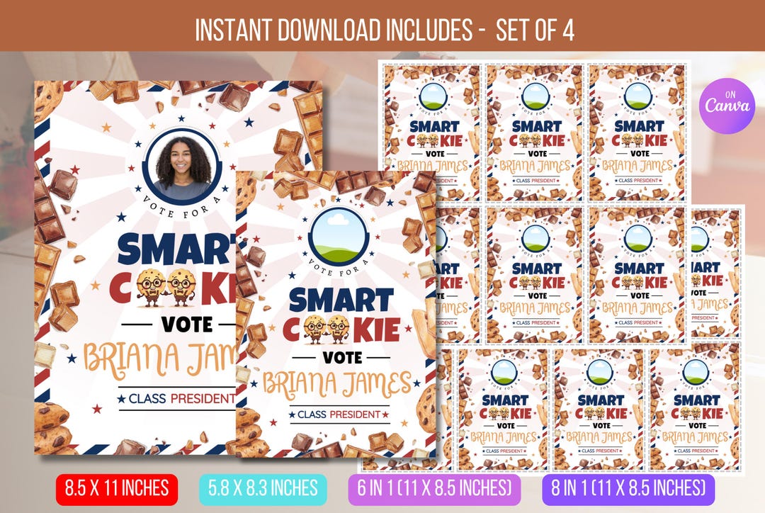 EDITABLE Presidential Campaign Poster, Smartie Cookie Poster, Class ...