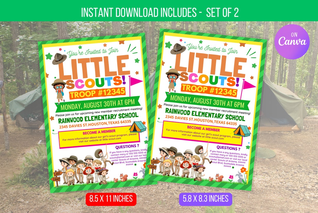 EDITABLE Scout Recruitment Flyer, Troop Informational Meeting Template ...
