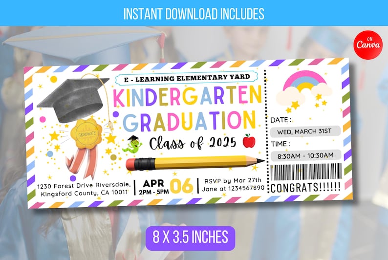 EDITABLE Pre School Graduation Ticket, Kindergarten Graduation, School ...