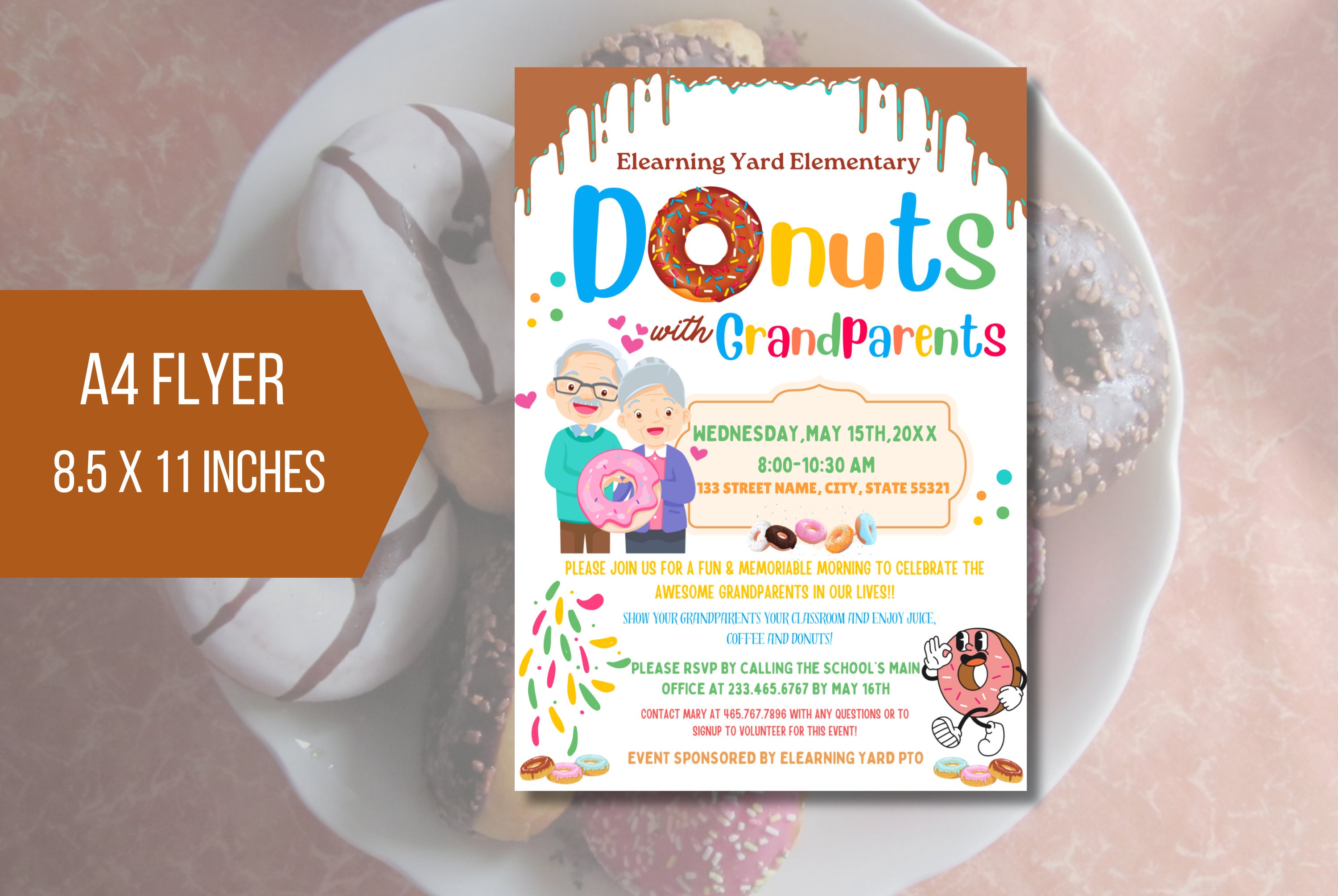 EDITABLE Donuts With Grandparents Flyer, School Grandparents Event ...