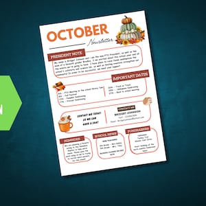 EDITABLE October Newsletter Template, Classroom Printable Handout Flyer ...