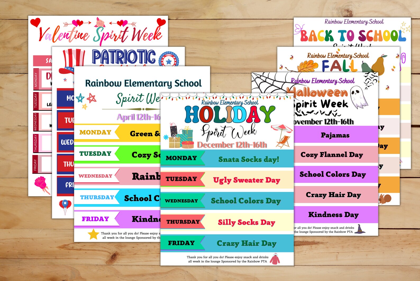Spirit Week Bundle. Spirit Week Flyers. Christmas Spirit Week, Patriot ...