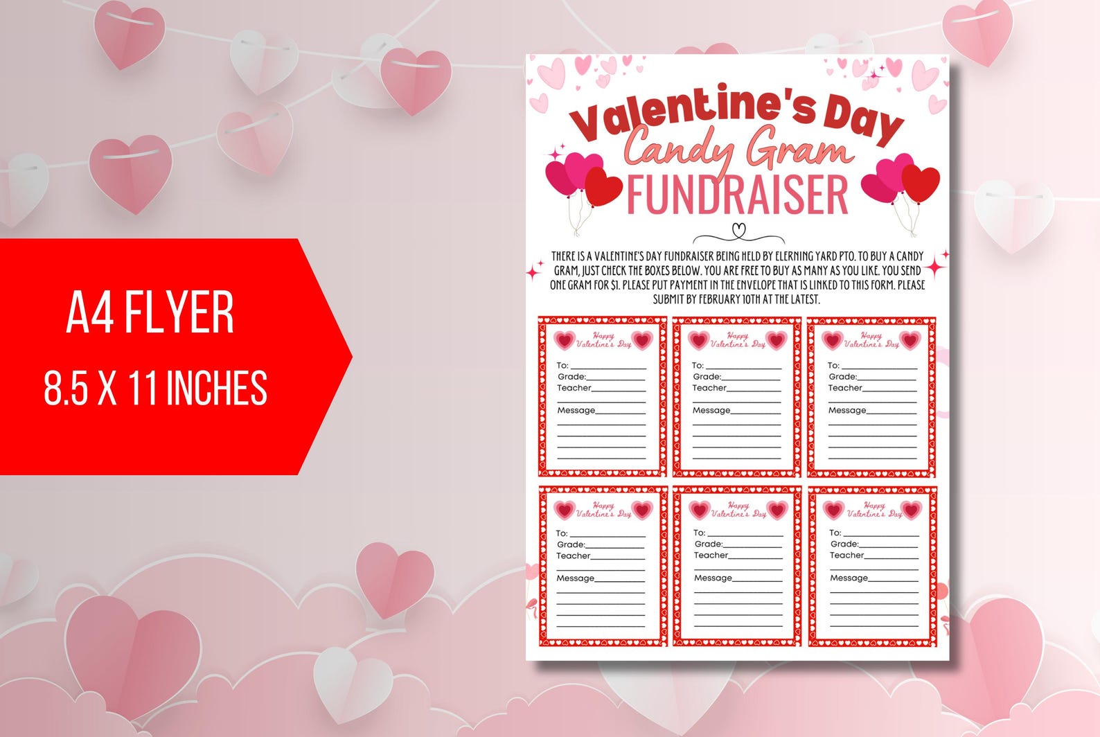 Valentine's Day Candy Gram, School Daycare Fundraiser PTA PTO Nonprofit ...