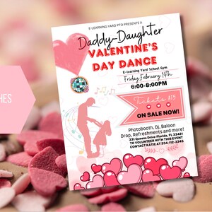 EDITABLE Daddy and Daughter Dance Valentines Day Flyer, Valentine Event ...