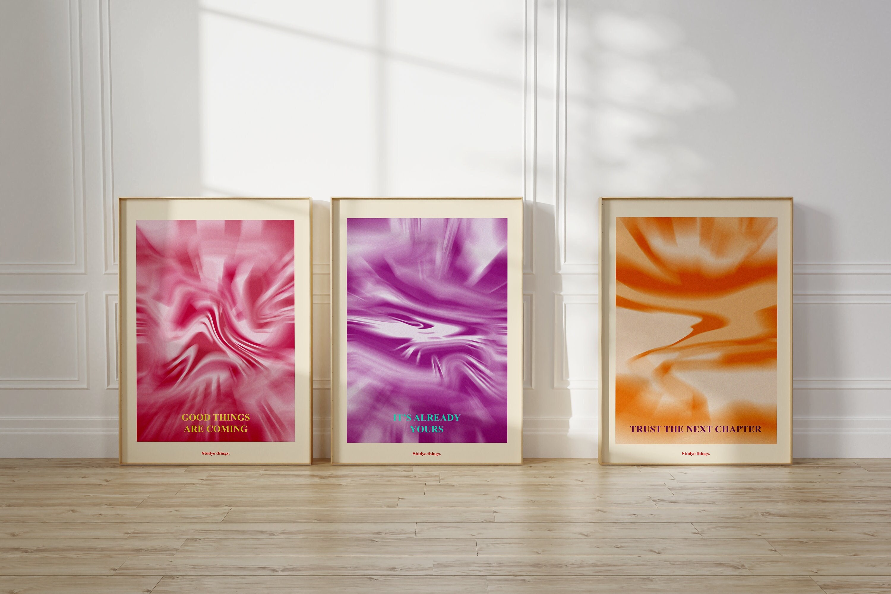 Set of 3 Aura Posters, Aura Art Print, Spiritual Poster, Gradient Wall ...