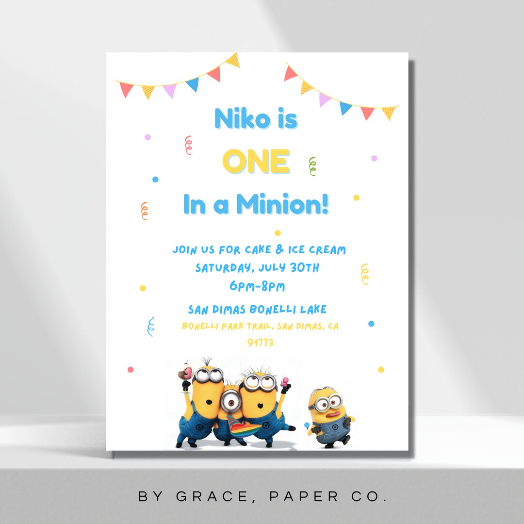 ONE IN A MINION Minions Theme Kids Birthday Party - Etsy Australia
