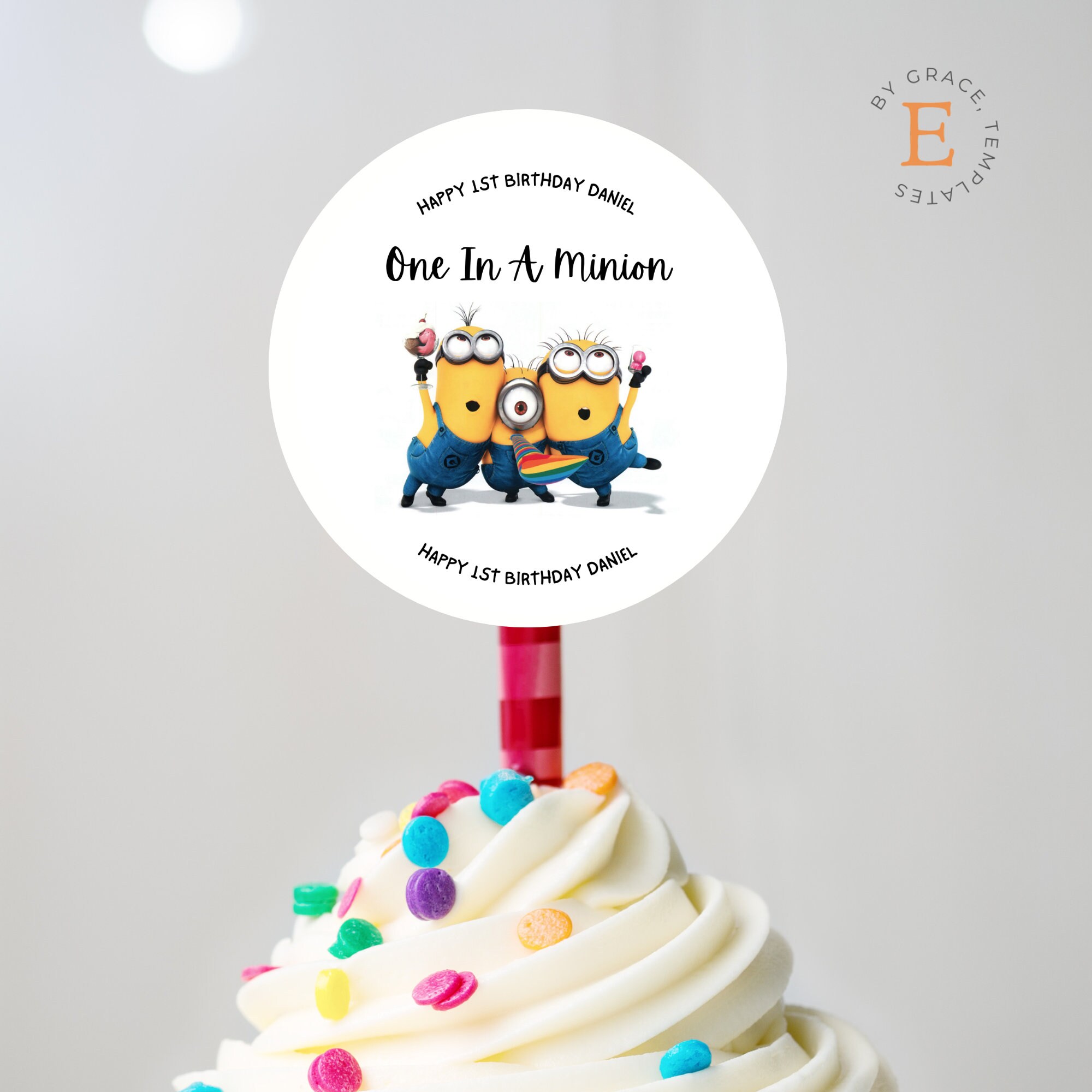 Editable the Minions Stickers for Kids Birthday Parties Fully ...