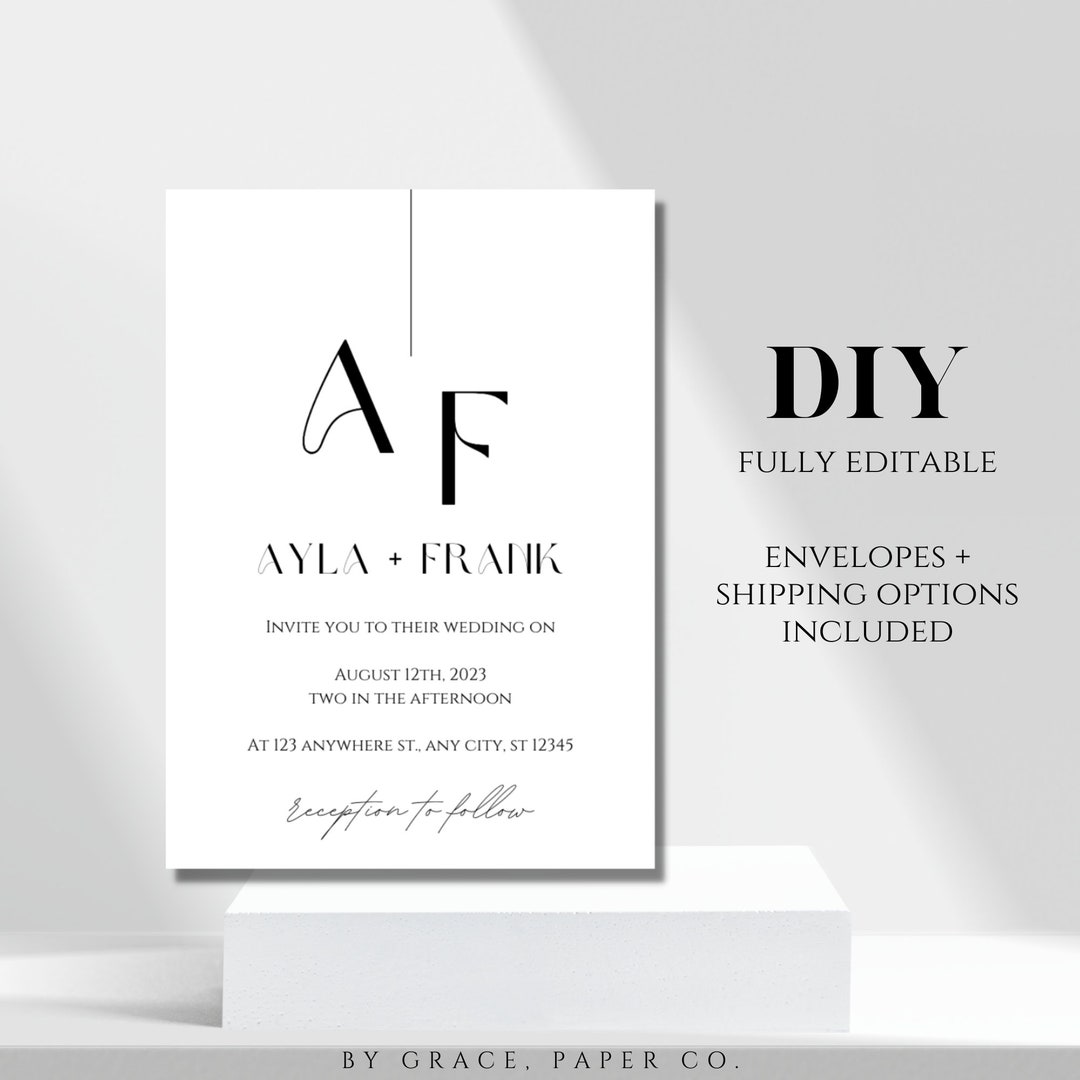 Editable Minimalistic Wedding Invitation Template for Engagement ...