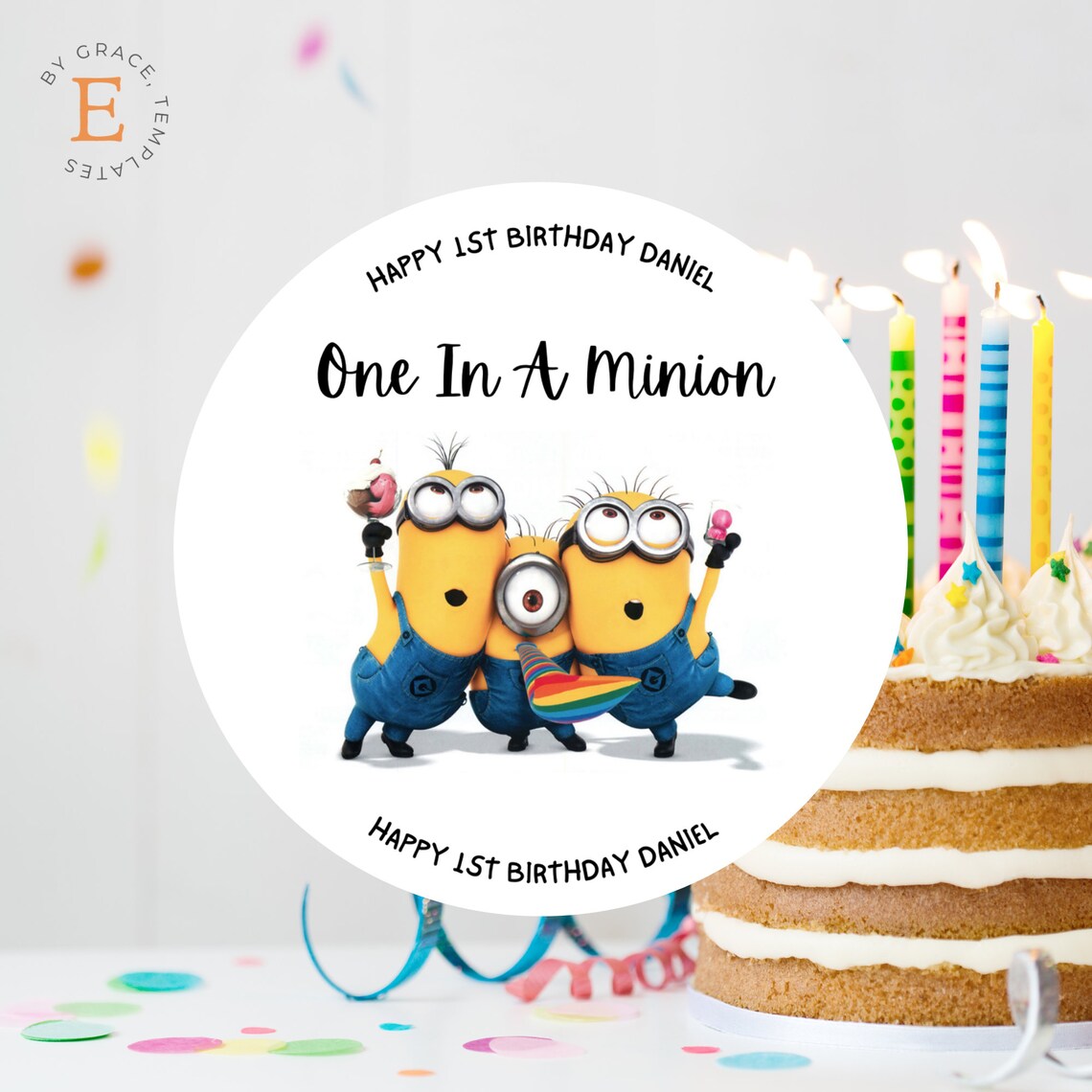 Editable the Minions Stickers for Kids Birthday Parties Fully ...