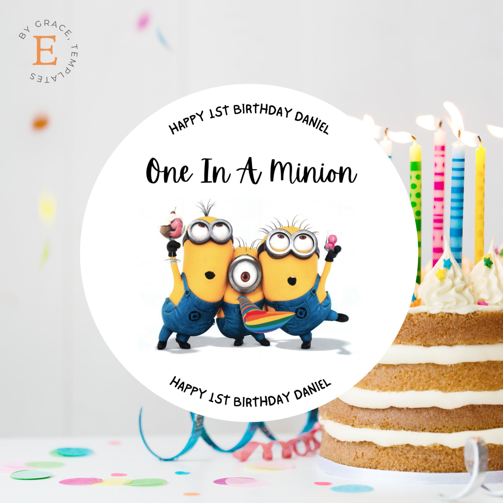 Editable the Minions Stickers for Kids Birthday Parties Fully ...