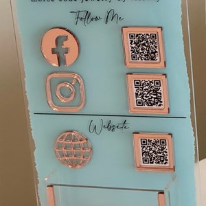 6 QR Codes Sign With Business Card Holder | Social Media Signs ...