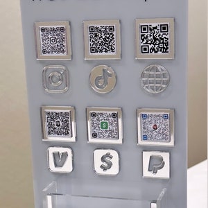 6 QR Codes Sign With Business Card Holder | Social Media Signs ...